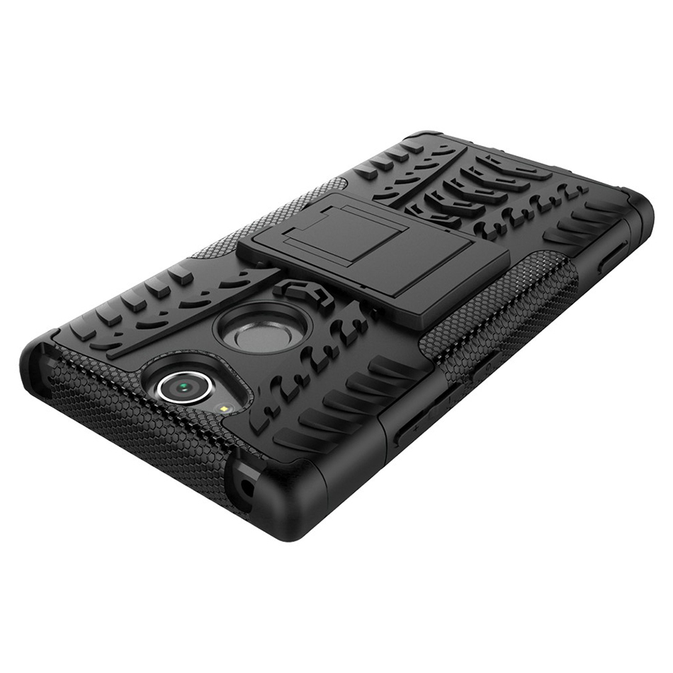 Dual Layer Rugged Shockproof Case for Sony Xperia XA2 (Black)